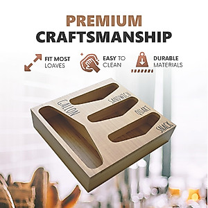 Ziplock Bag Storage Organizer, Wood Kitchen Food Baggie Dispenser Box for Drawer, Compatible with Most Brands Gallon Bag, Quart Bag, Sandwich Bag, Snack Bag