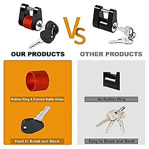 Hitch Lock Set Keyed Alike, 5/8" Dia Locking Hitch Pin Fits Class III, IV, V Receivers, Anti-Rattle Hitch Tightener for 1.25" and 2" Hitches, 1/4" Dia Trailer Coupler Lock for Tow Boat RV Truck