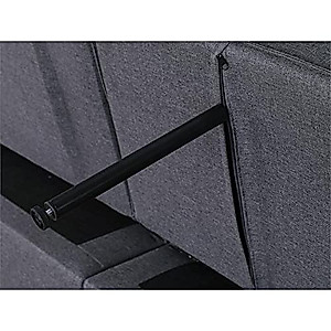 BOWERY HILL Dark Gray Linen Fabric 3-in-1 Convertible Sleeper Sofa with Side Pocket and 3 Pillows