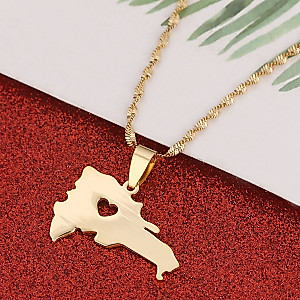 The Dominican Republic Map Pendant Jewelry Women Gold Color Jewelry Map of Dominican