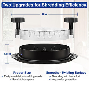 Chicken Shredder Tool Twist Large: 2025 Pro & Standard Food-Grade Visible Meat Shredder Tool Twist with Anti-Slip Petal-Like Base, Chicken Breast Shredder, Chicken Grinder (Black, Standard - 8")