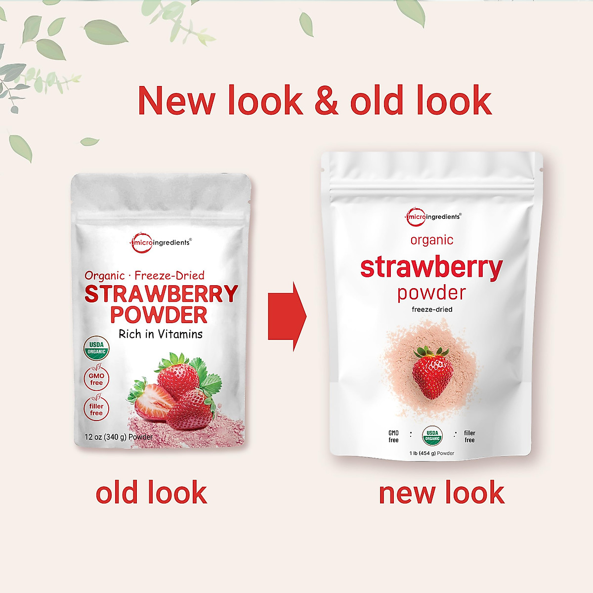 Organic Strawberry Powder, 1 Lb | 100% Natural Fruit Powder | Freeze-Dried Strawberries Source | No Sugar & Additives | Great Flavor for Drinks, Smoothie, & Beverages | Non-GMO & Vegan Friendly