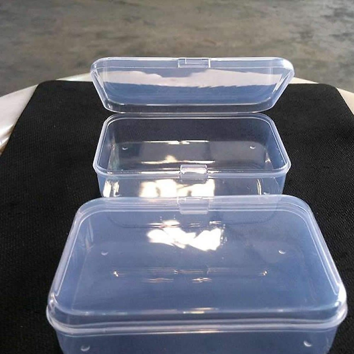 Feamos Plastic Transparent Storage Box Case with Lid Collection Container Pack of 2