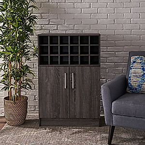 Christopher Knight Home Ridgecrest Mid-Century Modern Danish Styling Faux Wood Wine and Bar Cabinet, Sonoma Grey Oak