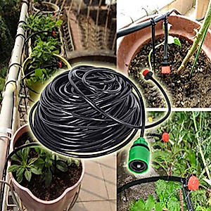 DOITOOL Garden Irrigation Drip System DIY Distribution Tubing Watering Drip Kit Distribution Tubing Hose Adjustable Nozzles Mist Cooling Irrigation System 25M for Garden Greenhouse Patio Lawn