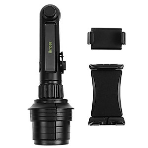iKross Cup Mount Holder 2-in-1 Tablet and Smartphone Adjustable Swing Cradle with Extended Cup Car Mount Holder Kit for Apple iPad iPhone Samsung Asus Tablet Smartphone - Black