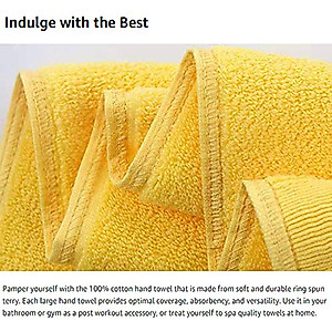 RUIBOLU Hand Towels for Bathroom - 100% Cotton Ultra Soft Highly Absorbent Hand Towel 2 Set, Size 14" x 30" Home Bathroom Hand Towels for Bath, Hand, Face, Gym Towel (Yellow)