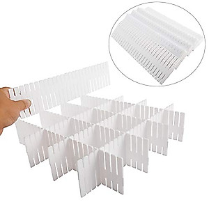 RealPlus 40 Pack of Drawer Dividers Adjustable Drawer Storage Organizer for Closet,Office Desk,Kitchen Storage,Dresser,Makeup Tools,Socks