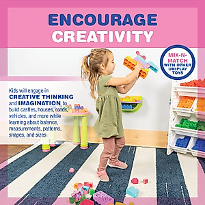 UNiPLAY Plus Soft Building Blocks — Creativity Toy, Educational Play, Cognitive Development, Early Learning Stacking Blocks for Infants and Toddlers, Pink (42-Piece Set)