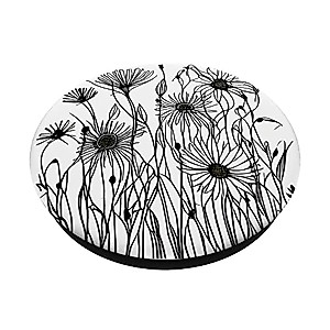 Simple Wildflower Flower Line Design PopSockets Swappable PopGrip