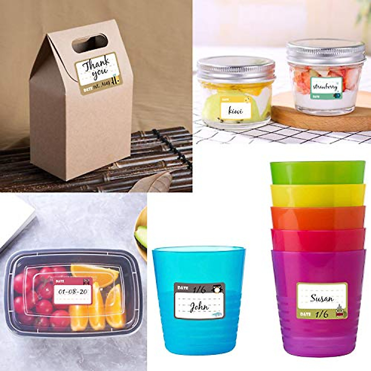 600Pcs Daycare Labels, Removable Write On Baby Food and Bottle Date Labels for Day Care, 12 Animal Designs Cute Stickers, 1.7 x 1.2 Inches