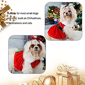 Christmas Dog Dress, Santa Claus Pet Clothes Velvet Skirt, Christmas Outfit Thermal Holiday Girl Puppy Costume, Xmas Holiday Apparel Cute Girl Clothing Red Dresses for Small Medium Dogs Cats(M)