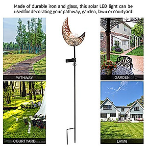 Solar Lights Garden, Outdoor Crackle Glass Globe Stake Lights, Garden Decor Solar Moon Lantern Decor Waterproof for Walkway Backyard Patio Lawn
