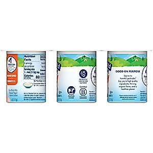 Stonyfield Organic YoBaby Whole Milk Baby Yogurt Cups with Probiotics, Plain, 4 Oz, 6 Pack