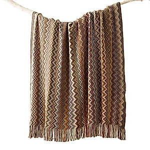 BATTILO HOME Boho Throw Blanket , Yellow Throw Blankets for Couch Bed Sofa , Fall Decorative Blankets with Tassel, Soft Lightweight Mexcian Afgan Blankets and Throws, 50"x80" (Yellow)