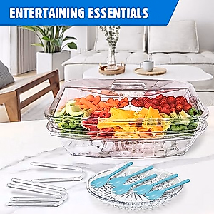 INNOVATIVE LIFE Fruit Trays for Serving for Party, 15 Inch Appetizer Serving Tray on Ice,Party Platters for Serving Food, Clear