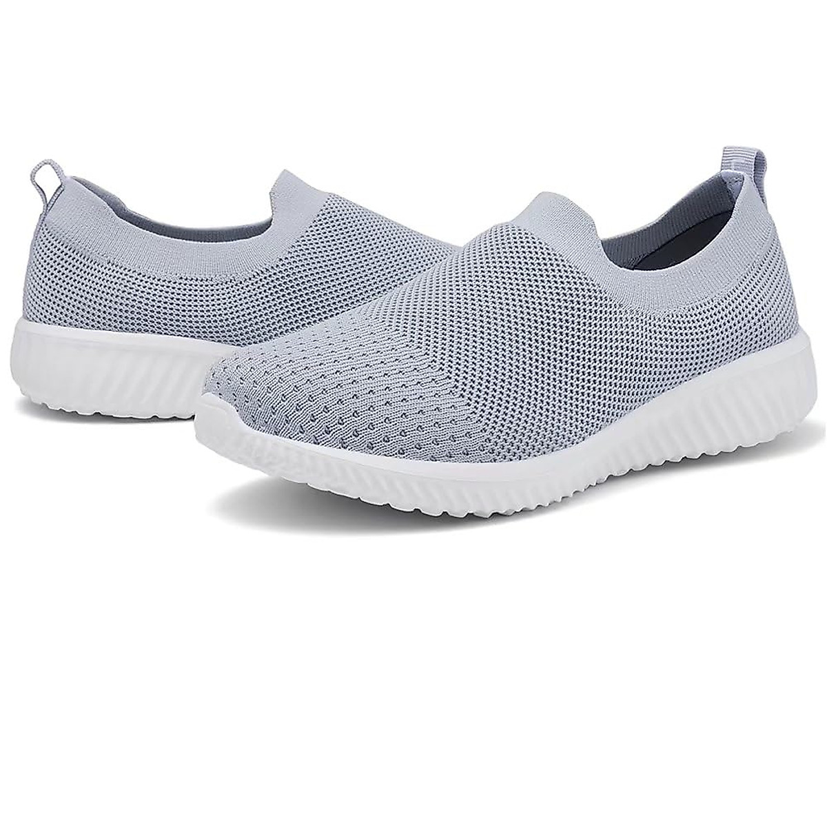 LANCROP Women's Walking Nurse Shoes Comfortable Lightweight Mesh Slip on Sneakers 11 US, Label 43 Grey