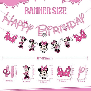 Pink Mouse Birthday Banner for Girls, Mouse Birthday Party Decorations Pink Mouse Themed Birthday Banner for Girl 1st 2nd 3rd Birthday Party Baby Shower Decorations