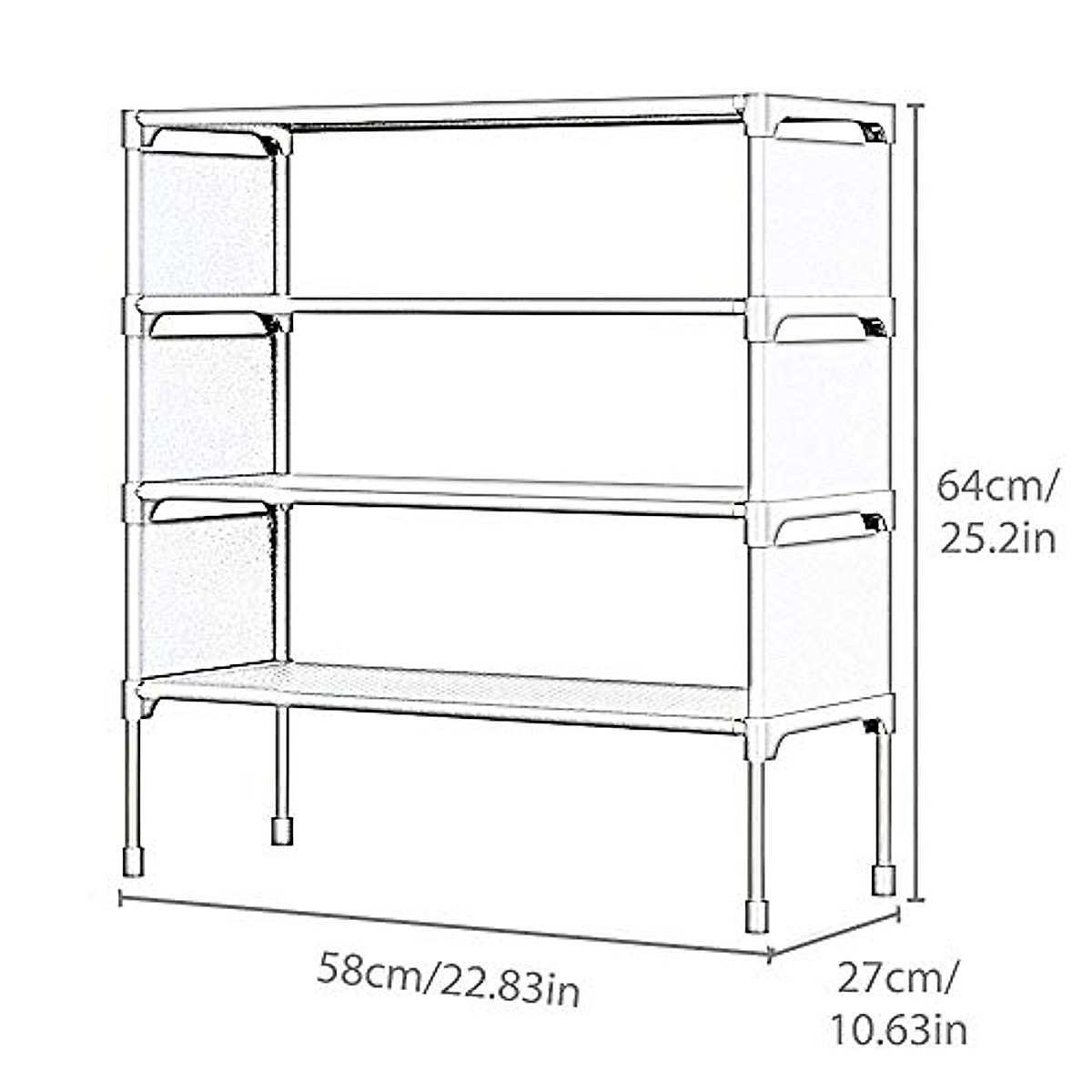 TZAMLI 4-Tier Free Standing Shoe Rack 12 Pairs Non-Woven Fabric of Shoes Organizer in Closet Entryway Hallway,Anti-Rust, Metal Frame and Fabric Shelves,22.8 x 10.6 x 25.2'' (Pink dots)