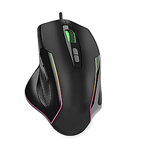 Yolispa Wired Mouse 7- Key Macro Programmable Gaming Mouse with Breathing Light 6400DPI Adjustable for PC Game Office Work