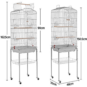 Yaheetech 64inch Height Open Top Bird Cage Metal Parrot Cage w/Detachable Rolling Stand for Medium Small Parrot Parakeet Birds
