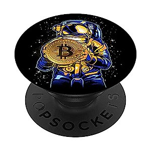 Bitcoin Astronaut Crypto Currency Art Future Minimal Design PopSockets Swappable PopGrip