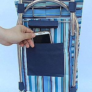 Shopping Trolley on Wheels Multi Function Shopping Cart Aluminum Alloy 2 Wheels Trailer Folding Waterproof Bag D Trolley Luggage Car Storage Hand Trucks,Stripe#3 ,