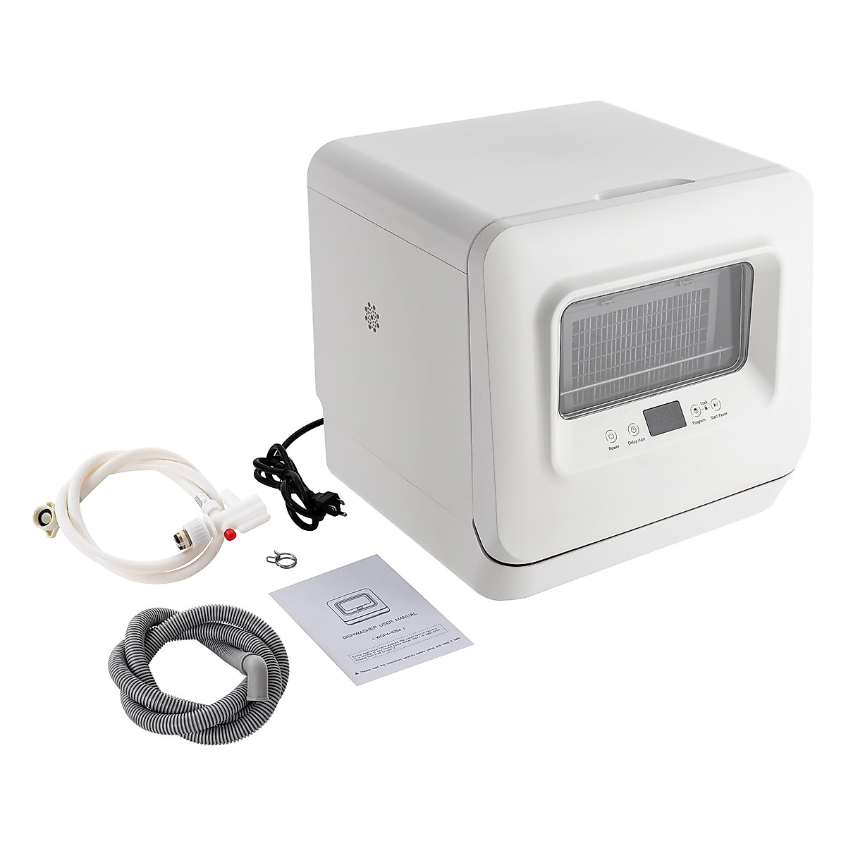 Portable Countertop Dishwasher 5 Washing Programs Mini Dishwasher with Drying and Connected Tap, Compact Dishwasher for Apartment, Dorm, Office, Boat, RV, Kitchen