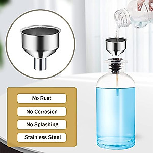 Mouthwash Dispenser for Bathroom Mouth Wash, 12 oz Mouthwash Glass Containers with Cups, Pour Spouts, Funnel and Labels, Clear Glass Bottles Mouthwash Decanter