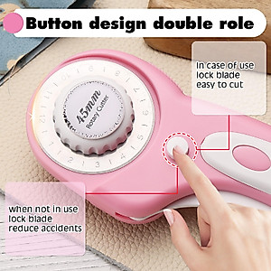 Rotary Cutter, Professional 45mm Rotary Fabric Cutter, Rotary Cutter for Fabric, Card Paper Sewing Quilting Roller Fabric Cutting Tailor Scissors Tool Dress Clothes Making DIY Tool (Pink)