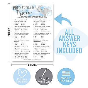 25 Elephant Word Scramble For Baby Shower, 25 True Or False Game, 25 Trivia Game, 25 Find The Guest, 25 Baby Animal Matching, 25 Nursery Rhyme Game - 6 Double Sided Cards Baby Shower Ideas