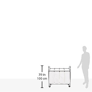 Whitmor 4 Section Rolling Laundry Sorter - 4 Removable Heavy Duty Bags - Chrome