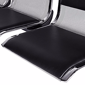 Kinpaw Waiting Room Chairs Reception Chair - 5-seat PU Leather Office Chair with Arms, Conference Room Chairs, Airport Waiting Bench for Salon, Bank, Hospital, School, Barbershop, Black