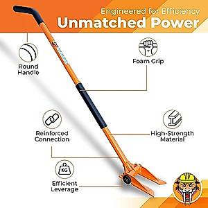 Gutster 60" Round Handle Demolition Bar - Ultimate Flooring/Hardwood Demolition Tool - Long Handle for Maximum Leverage - Ergonomic Handle to Apply Pressure Without Wrist Strain