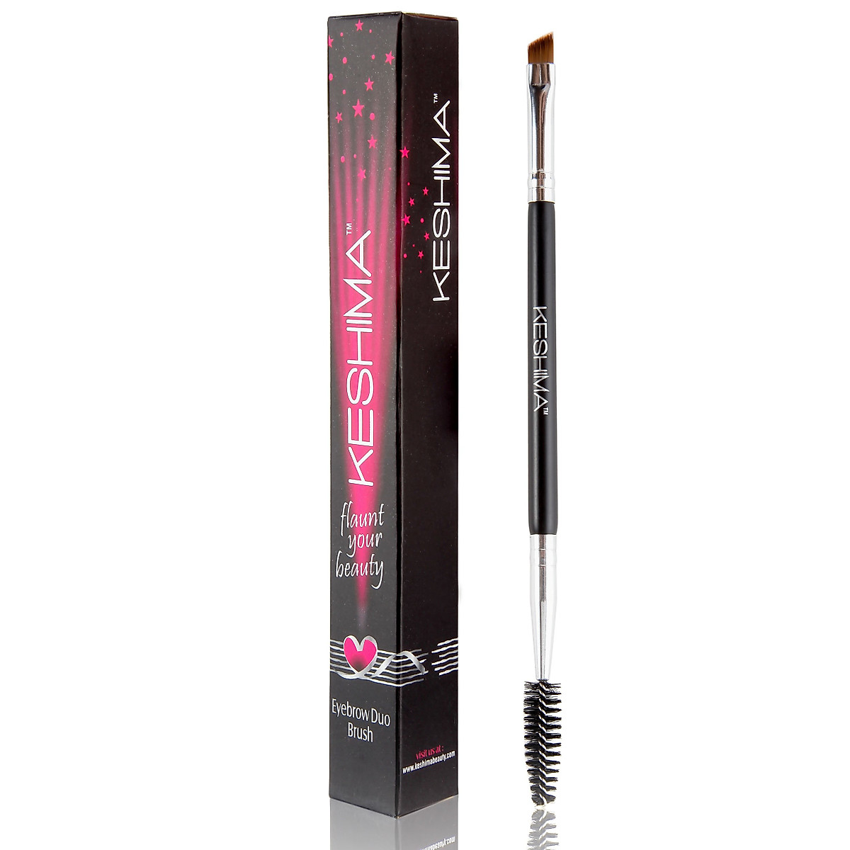 Eyebrow Brush Duo by Keshima - Premium Quality Angled Eye Brow Brush and Eyebrow Spoolie
