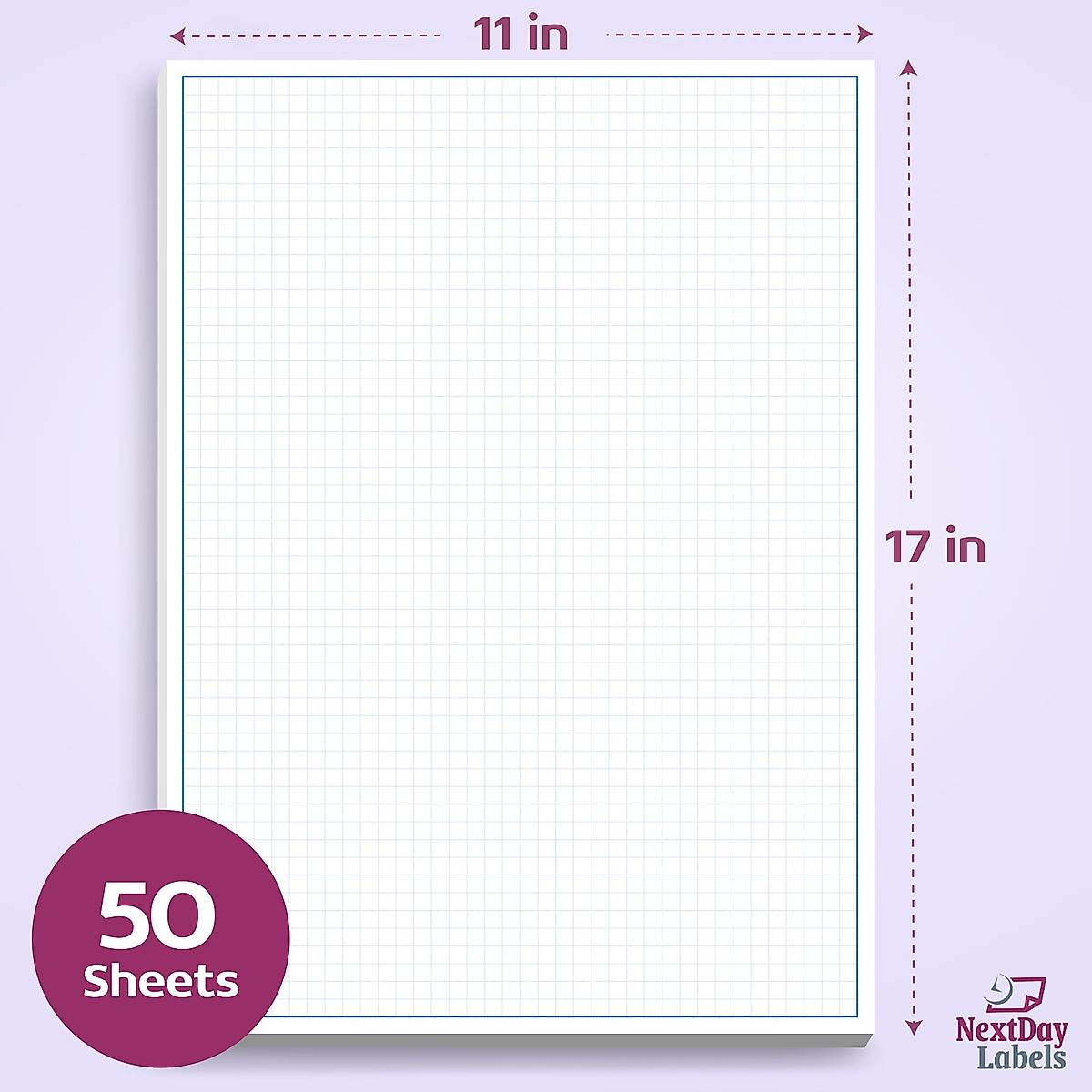 Next Day Labels 11x17 / Blueprint and Graph Paper (1 Pad, 50 Sheets Per Pad)