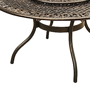 Oakland Living Ornate Traditional Outdoor Mesh Lattice Aluminum 59 inch Bronze Round Dining Table with Lazy Susan