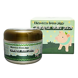 Elizavecca Green Piggy 50% Collagen Cream 100g - Volume Up Face Cream | Repair Water Cream | Big size Water Cream | Under Eye Cream for Puffiness and Bags | Shape Memory Night Cream