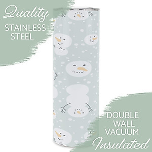 Elanze Designs Happy Snowman Pattern Mint Green Winter Wonderland Wrap-Around Design 20 Ounce Stainless Steel On-The-Go Coffee Travel Insulated Skinny Tumbler Mug Cup with Slide Top Lid