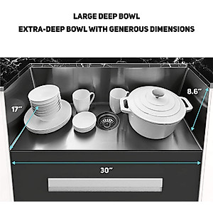 YSSOA 32-Inch Undermount Workstation Kitchen Sink, 20 Gauge Single Bowl Stainless Steel with 5 Accessories (Sink + Cutting Board+Bottom Grid + Drain+Dish drying rack), Silver