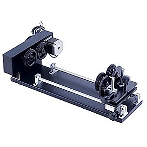 OMTech 4-Wheel Rotary Cutter and Engraver Attachment with Nema 23 2-Phase Stepper Motor for 50W 60W 80W 100W 130W CO2 Laser Engraving Machine Rotary Tool Accessory Kit for Wood and More