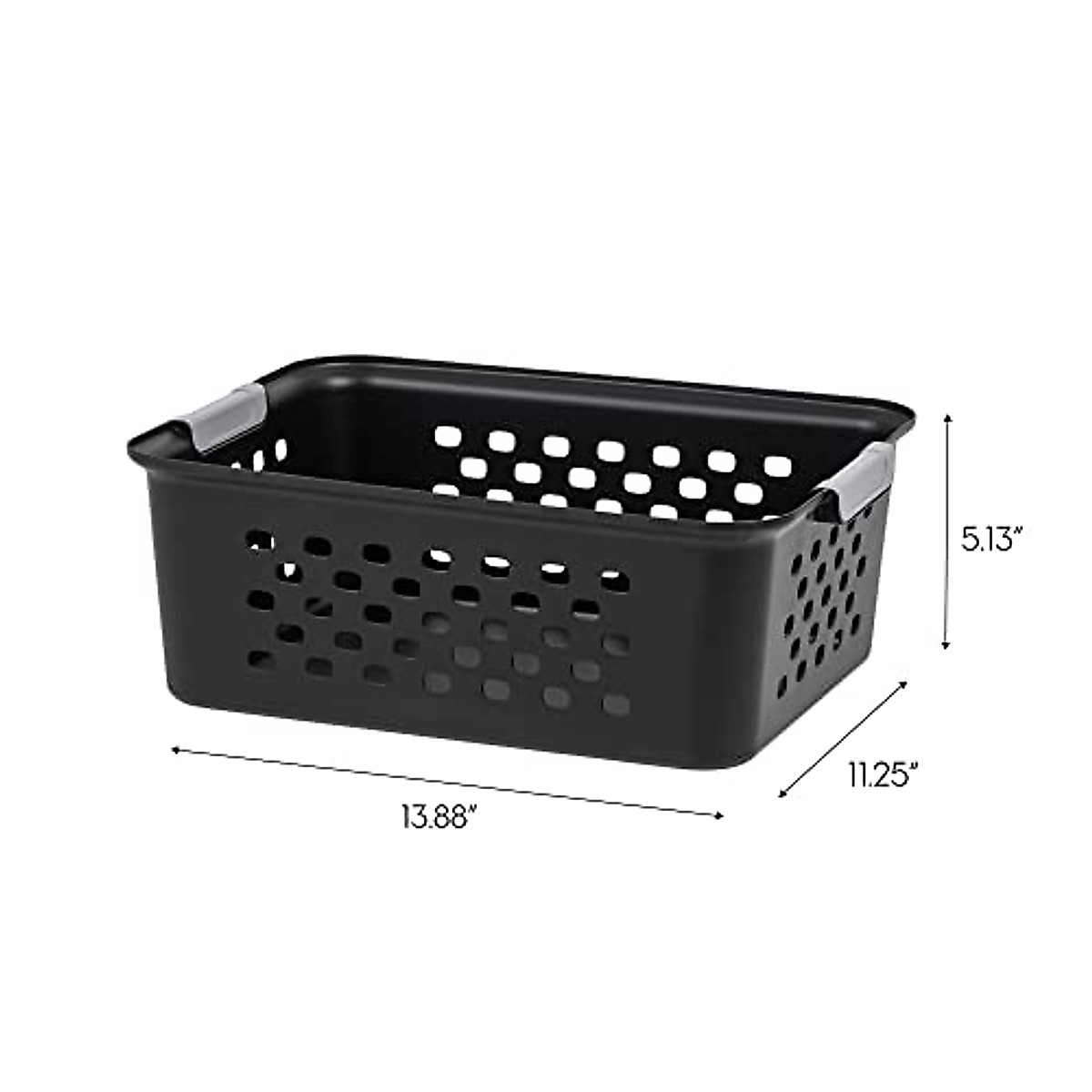 IRIS USA Plastic Storage Basket, 6-Pack, Medium, Shelf Basket Organizer for Pantries, Kitchens, Cabinets, Bedrooms, Black