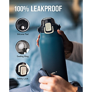 Half Gallon Water Bottle Insulated with Straw, Coolplus Large Water Jug with One-button Opening Lid, 64 oz Stainless Steel Metal Water Flask Themo Food Grade, Keep Cold 48h Hot 24h, Indigo Crush