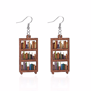 RINHOO FRIENDSHIP Book Earrings for Women Book Shelf Earrinfs for For Book Lovers Gifts for Book Lovers Women Bookshelf Acrylic Dangle Earrings (Bookcase)