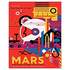 Mars' Space Tourism Astronomy Wall Art: Unique, Boho & Modern Astrology Home Decor for Living Room, Bedroom & Office - Creative Gift Idea for Zodiac, Space, NASA Poster Fans | Unframed Posters 11x14