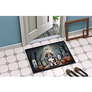 Caroline's Treasures DAC2011MAT Beagle Spooky Halloween Doormat 18x27 Front Door Mat Indoor Outdoor Rugs for Entryway, Non Slip Washable Low Pile, 18H X 27W