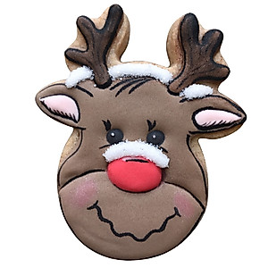 LILIAO Christmas Reindeer Face Cookie Cutter - 4 inches - Stainless Steel