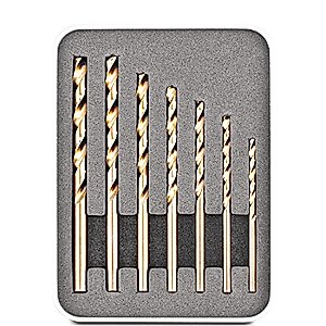 Wseksa M35 Cobalt Drill Bit Set 15/64,7/32,3/16,11/64,5/32,9/64,7/64 inch for Hardened Metal, Stainless Steel, Cast Iron and Wood Plastic with Metal Drill Bit Organizer (7 pcs Cobalt)