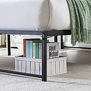 VECELO 14 Inch Platform Bed Frame/Mattress Foundation/No Box Spring Needed/Steel Slat Support (Queen Size) Black