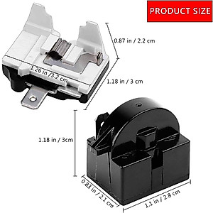 QP2-4.7Starter Relay and Overload 1 Pin Refrigerator Starter Relay and 6750C-0005P Refrigerator Overload Protector（2 Pieces in Total）Mini Refrigerator Parts Compatible with LG Refrigerator Compressor